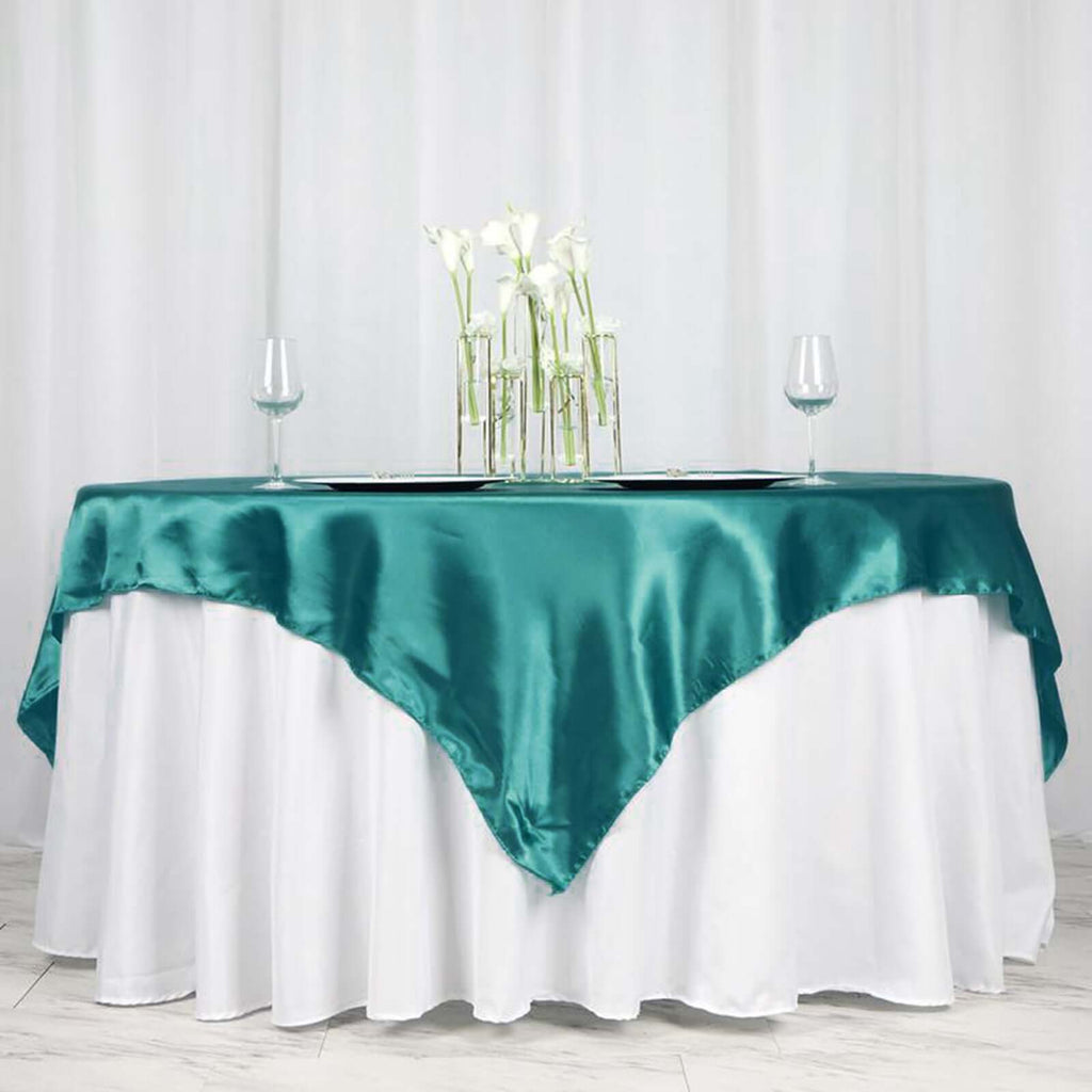 Satin Overlay 72"x72" Turquoise | TableclothsFactory