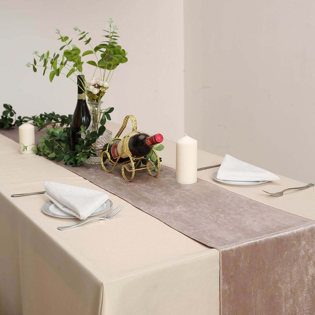 Velvet Table Runner 12"x108" Mauve | TableclothsFactory