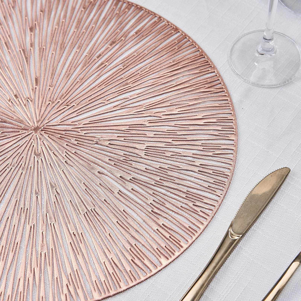 Rose Gold Spiked Dining Table Mats 6 Pack | TableclothsFactory