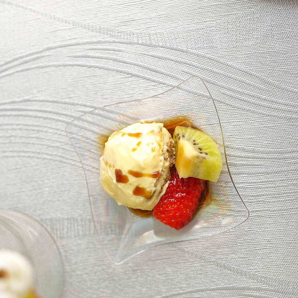 Clear Mini Wavy Appetizer Plates | TableclothsFactory