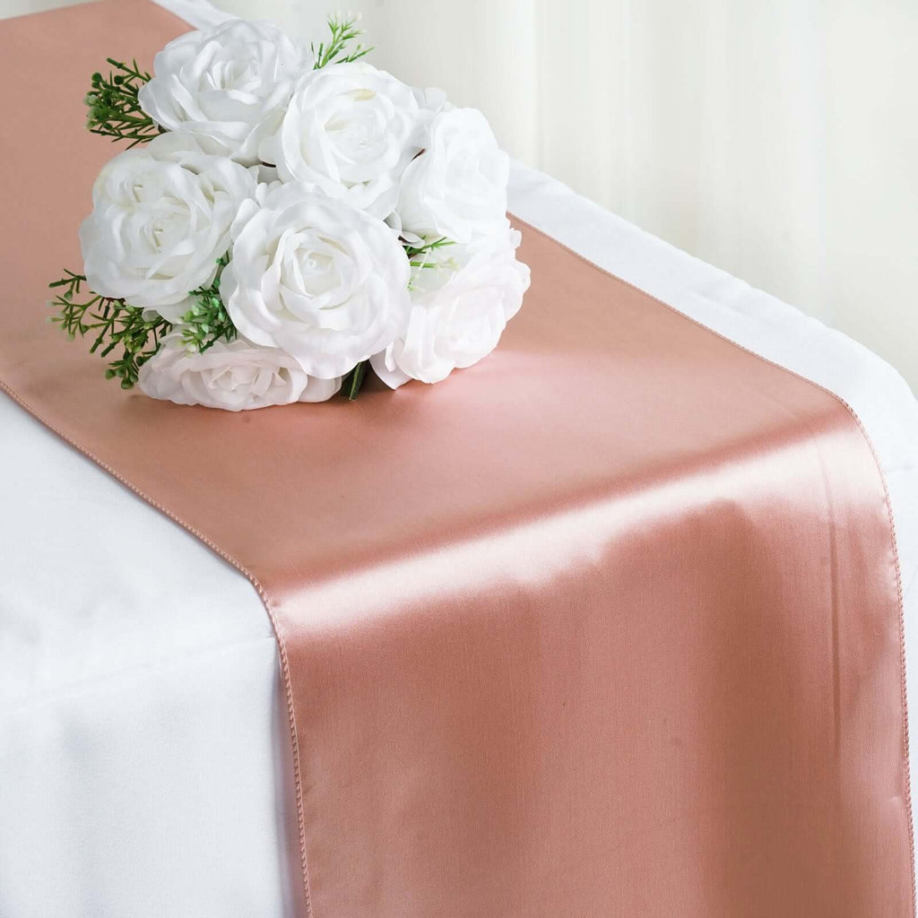Satin Runner 12"x108" Dusty Rose | TableclothsFactory