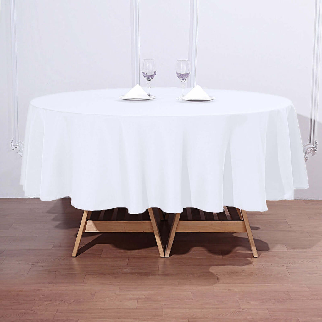 Polyester Round Tablecloth 90" White | TableclothsFactory