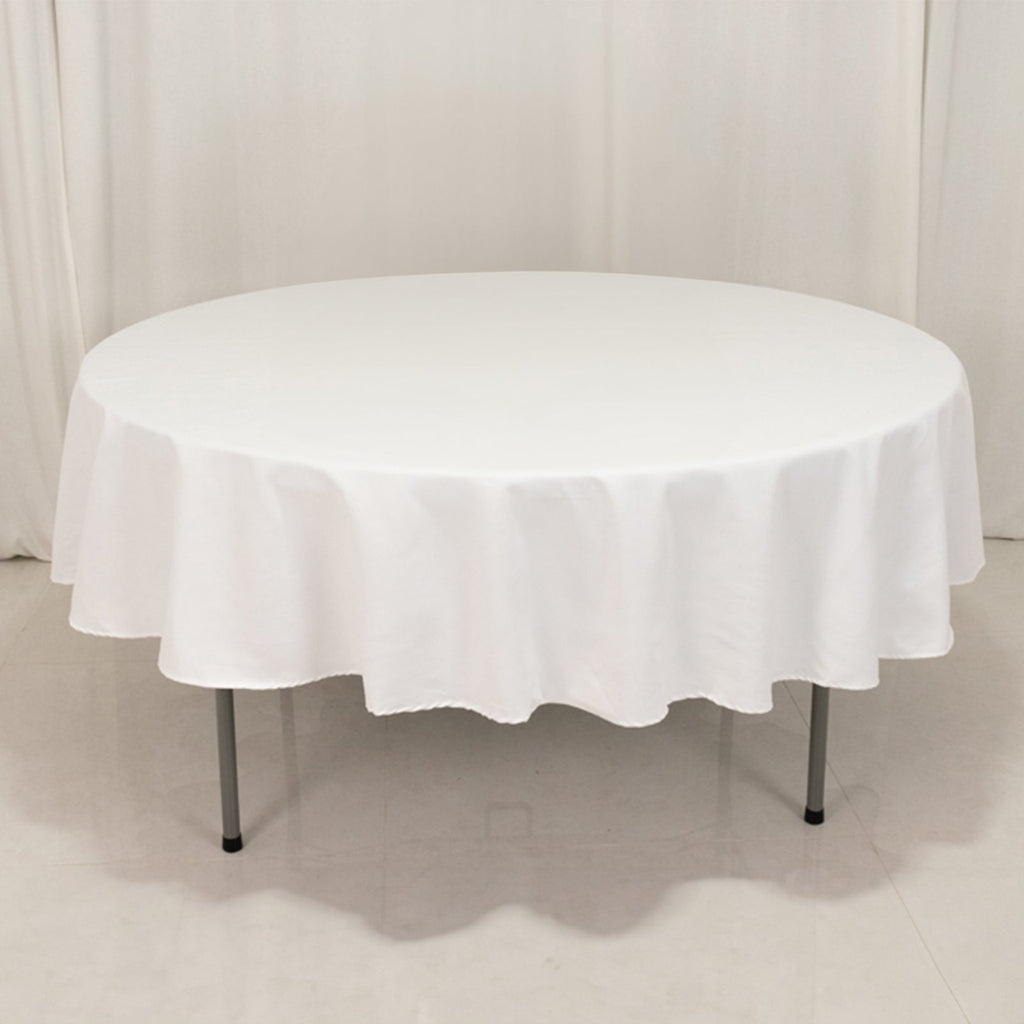 Cotton Blend Round Tablecloth 90" White | TableclothsFactory
