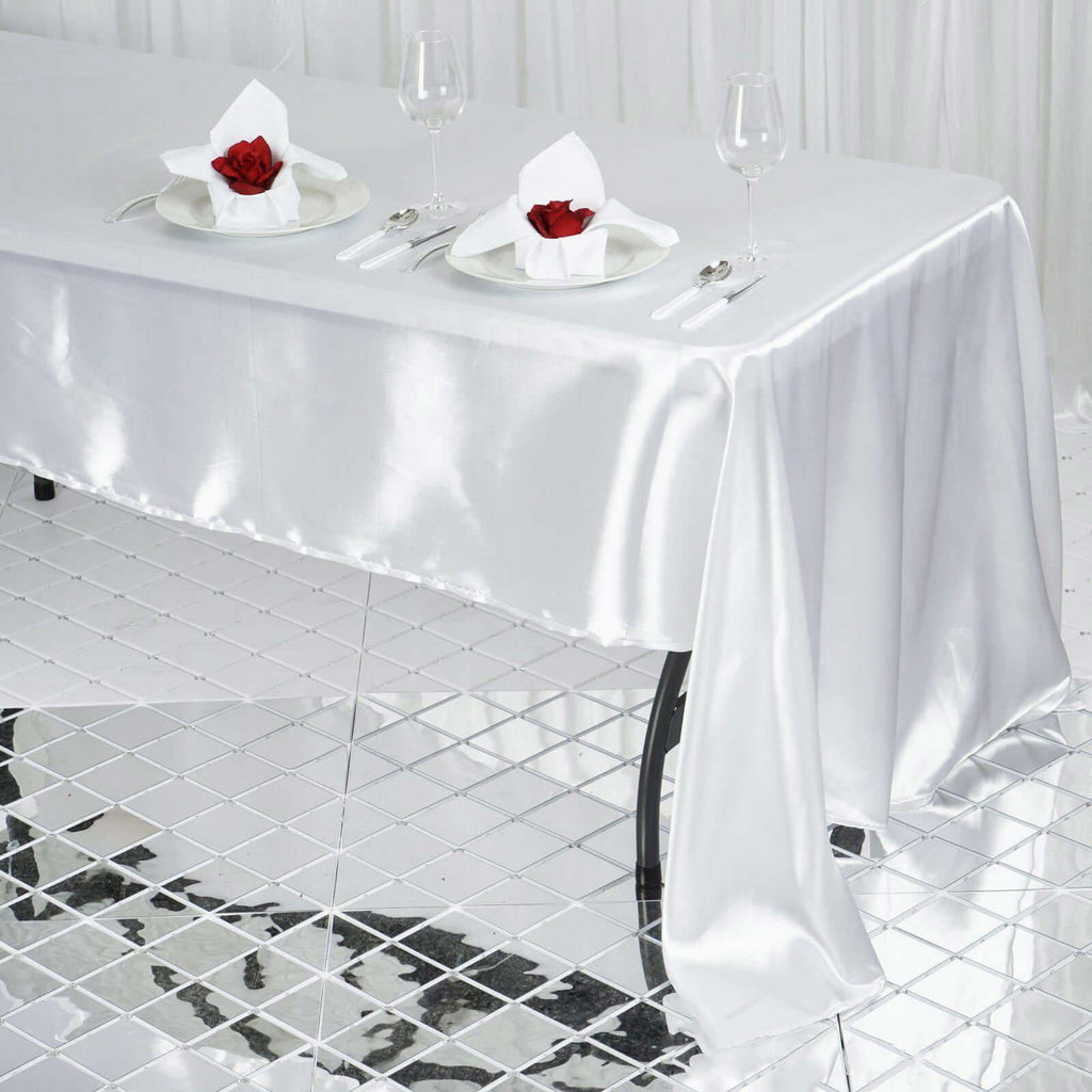 Satin Rectangle Tablecloth 60"x126" White | TableclothsFactory