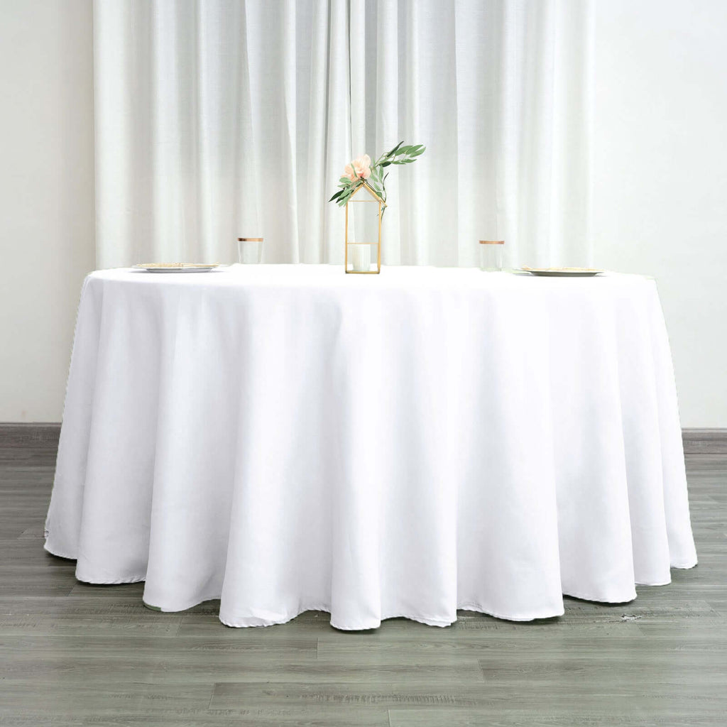 Polyester Tablecloth 120" White | TableclothsFactory