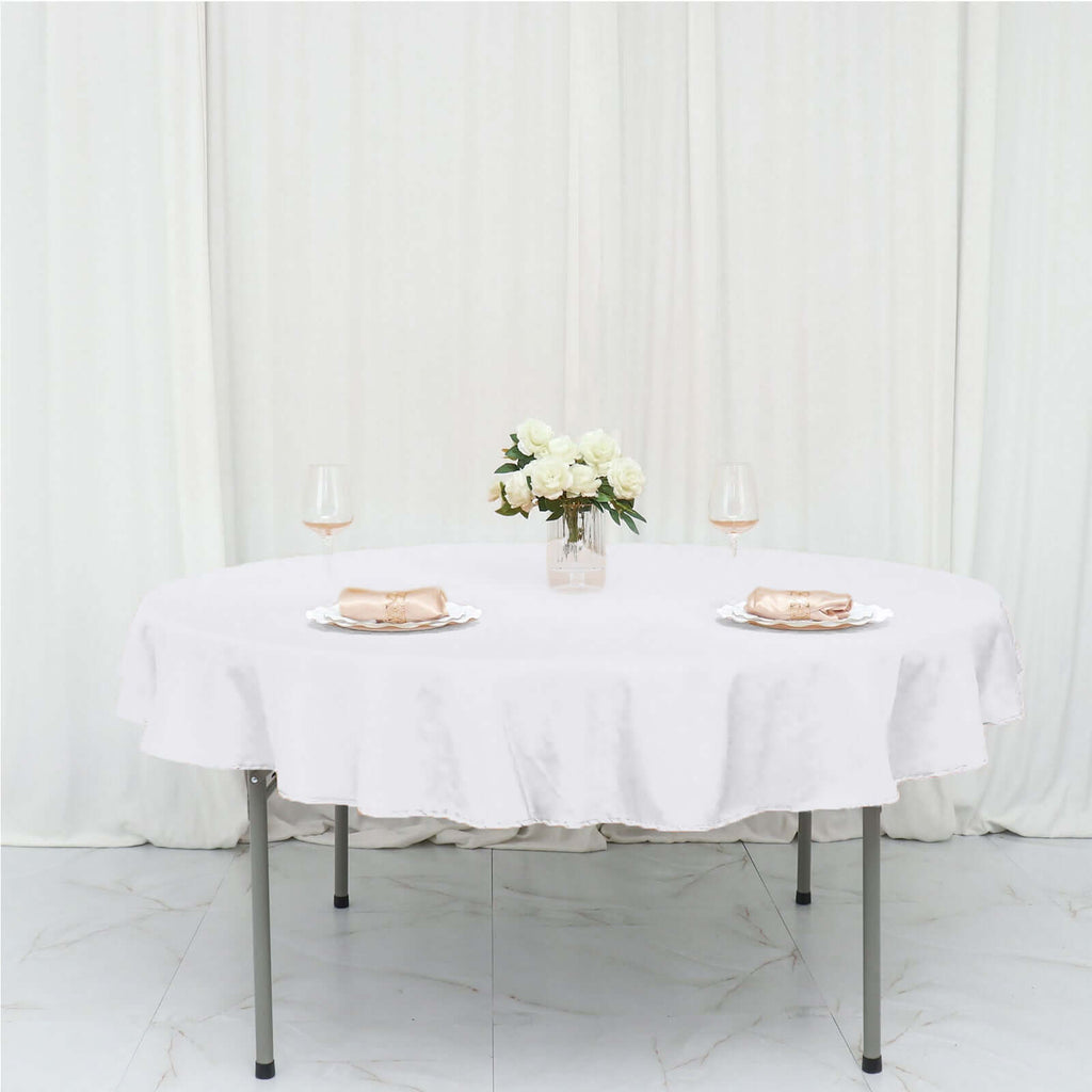 Polyester Tablecloth 70" White | TableclothsFactory