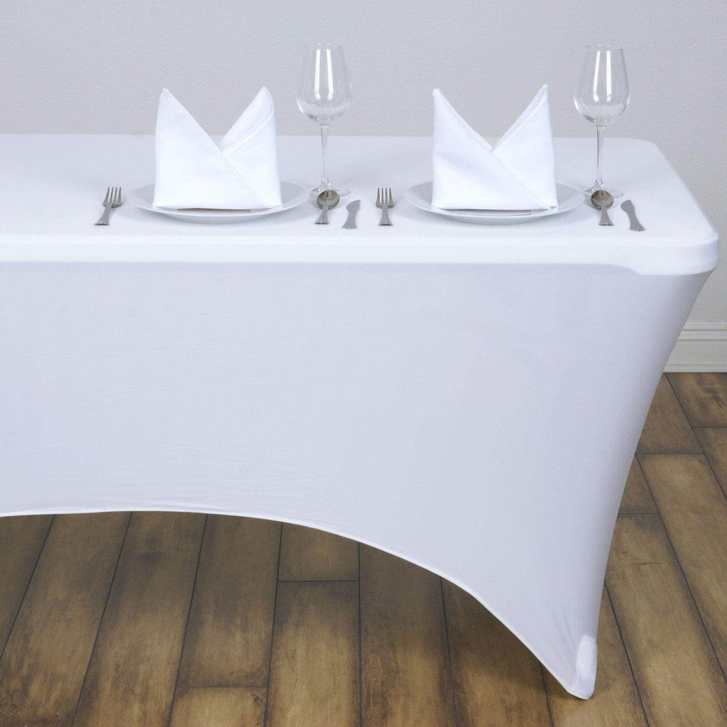 Spandex Rectangle Tablecloth 48"x30" White | TableclothsFactory