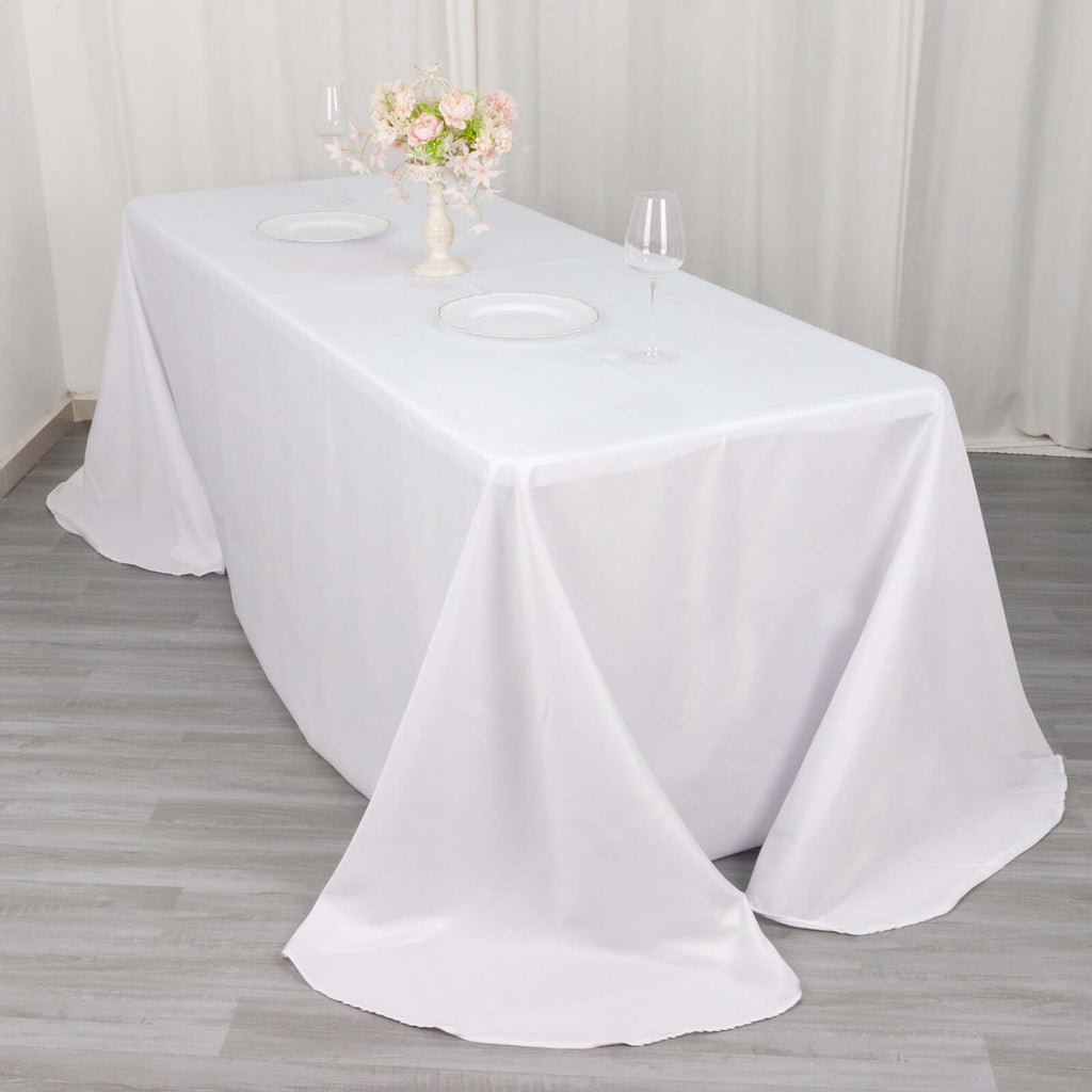 Polyester Oval Tablecloth 90"x132" White | TableclothsFactory
