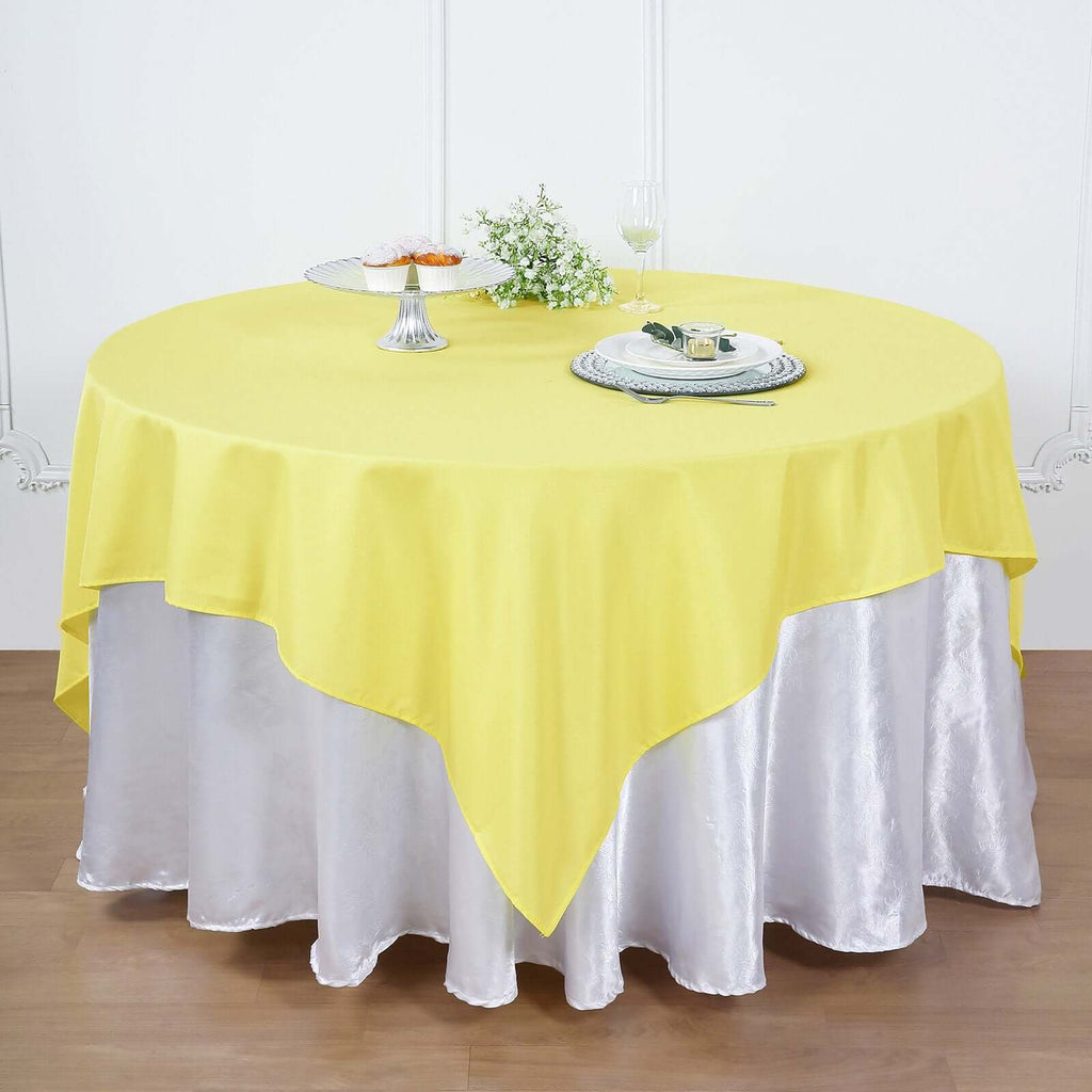 Polyester Square Overlay 90"x90" Yellow | TableclothsFactory