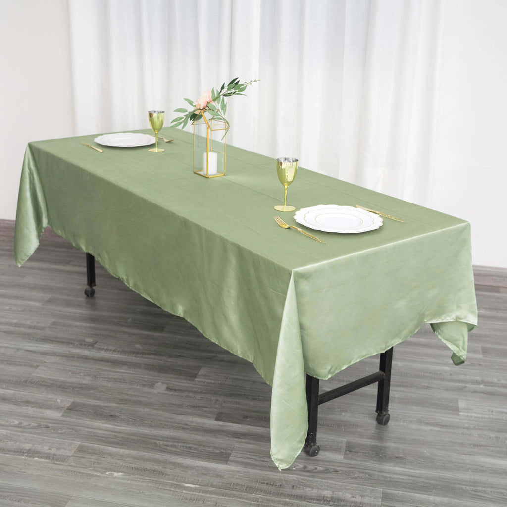 Satin Tablecloth 60"x102" Sage Green | TableclothsFactory