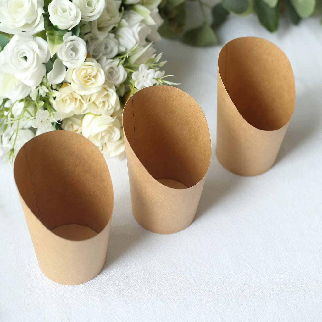 Slanted Mouth Paper Cups Natural Brown 14oz | TableclothsFactory