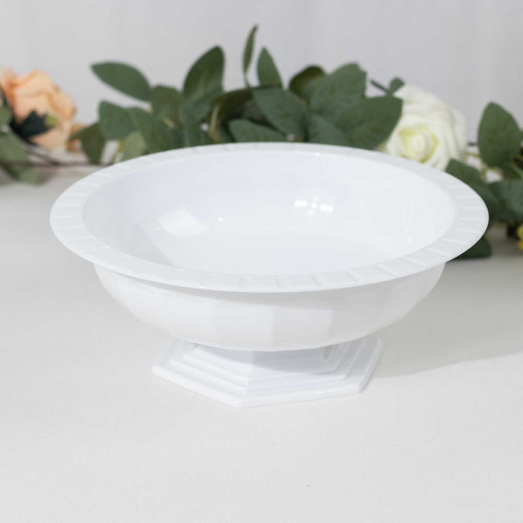Plastic Footed Bowl Vases White 10" | TableclothsFactory
