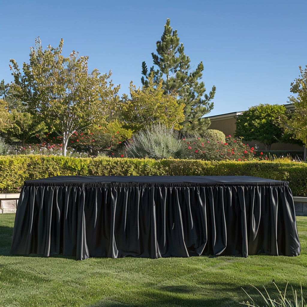 Shirred Pleat Skirting Black 48"x20ft | TableclothsFactory