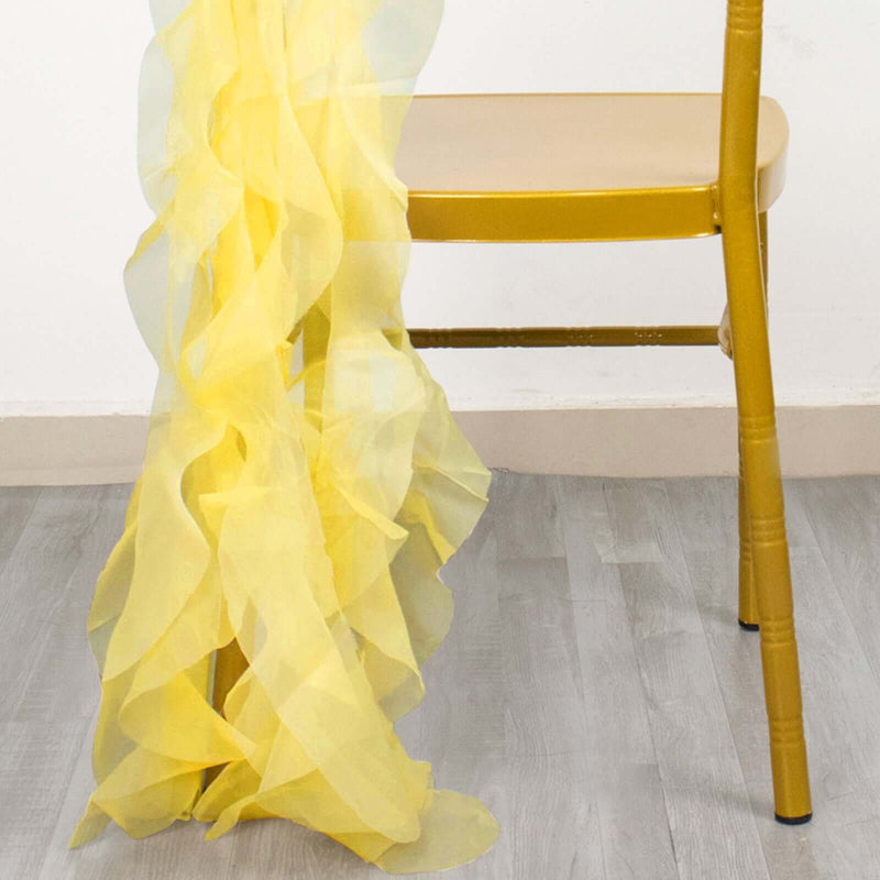 Chiffon Curly Chair Sash Black | TableclothsFactory