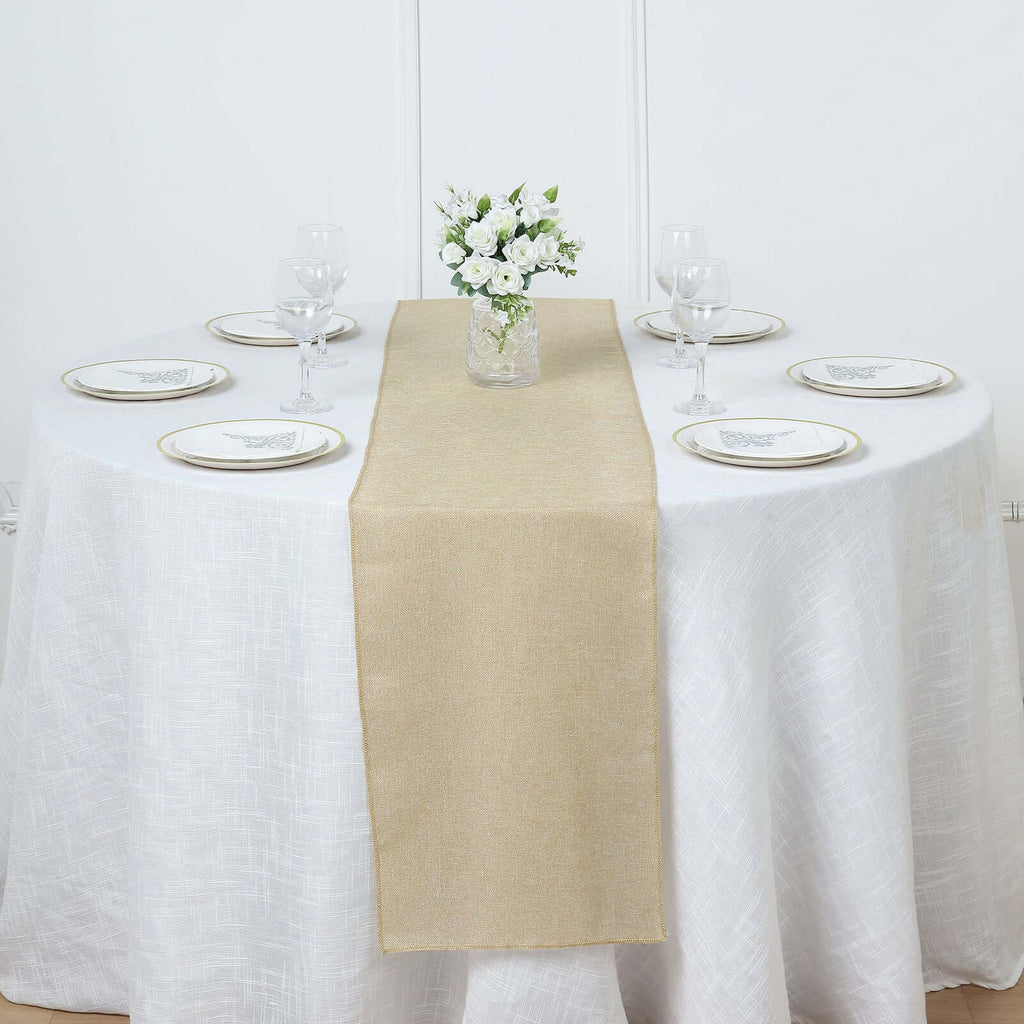 Faux Linen Table Runner 14"x108" Natural | TableclothsFactory