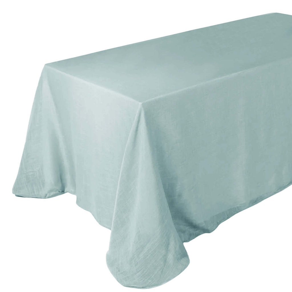 Faux Linen Tablecloth 90"x132" Dusty Blue | TableclothsFactory