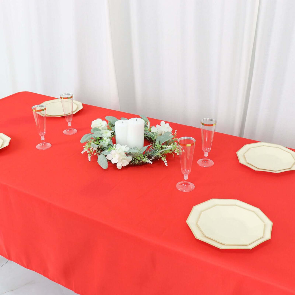 Polyester Rectangle Tablecloth 54"x96" Red | TableclothsFactory