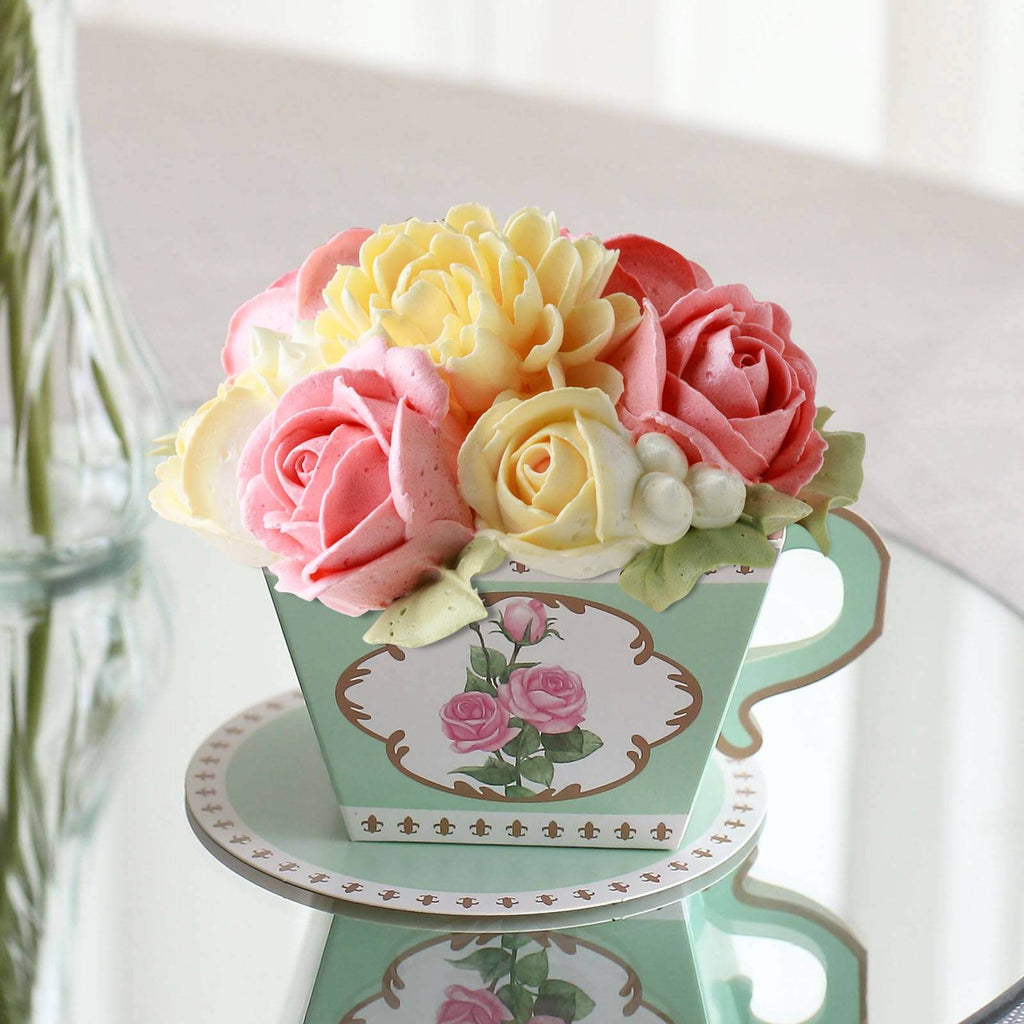 Turquoise Mini Teacup & Saucer Boxes - 25 Pack | TableclothsFactory