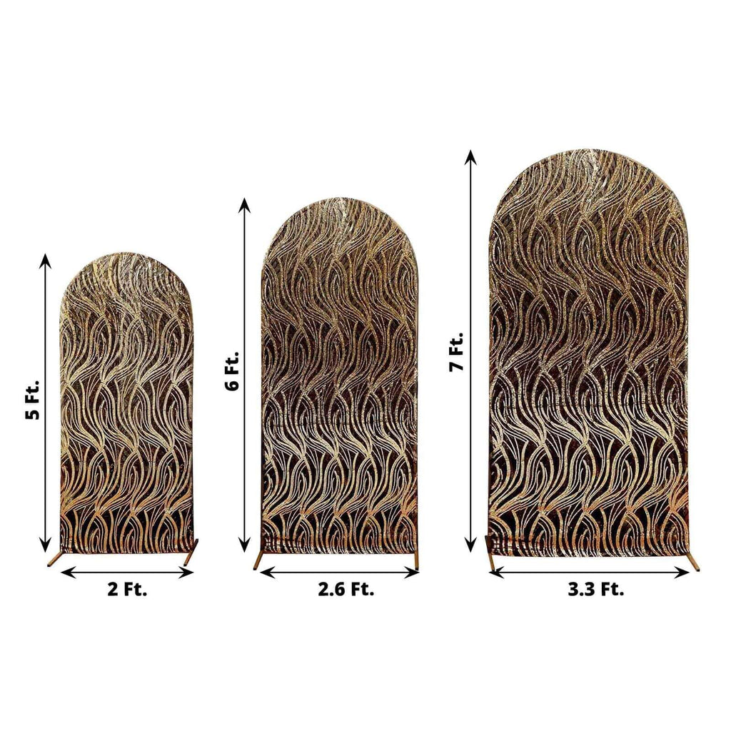 Black Wave Mesh Chiara Wedding Arch Covers Set | TableclothsFactory