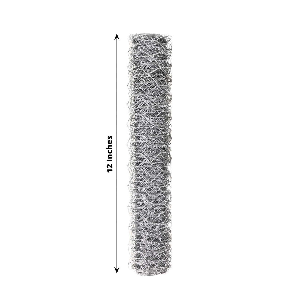 12"x16ft Silver Galvanized Chicken Wire Mesh | TableclothsFactory
