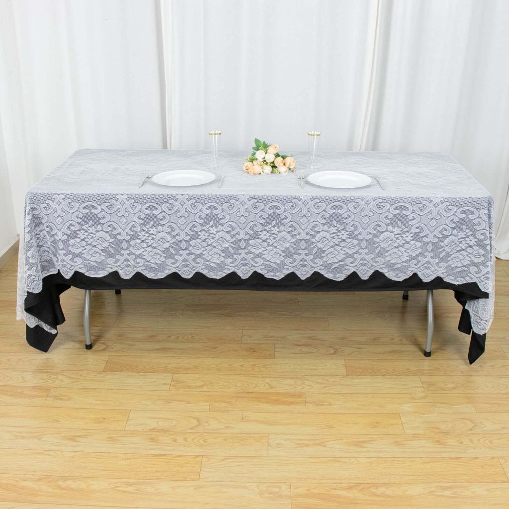 Lace Rectangular Tablecloth 60"x108" White | TableclothsFactory