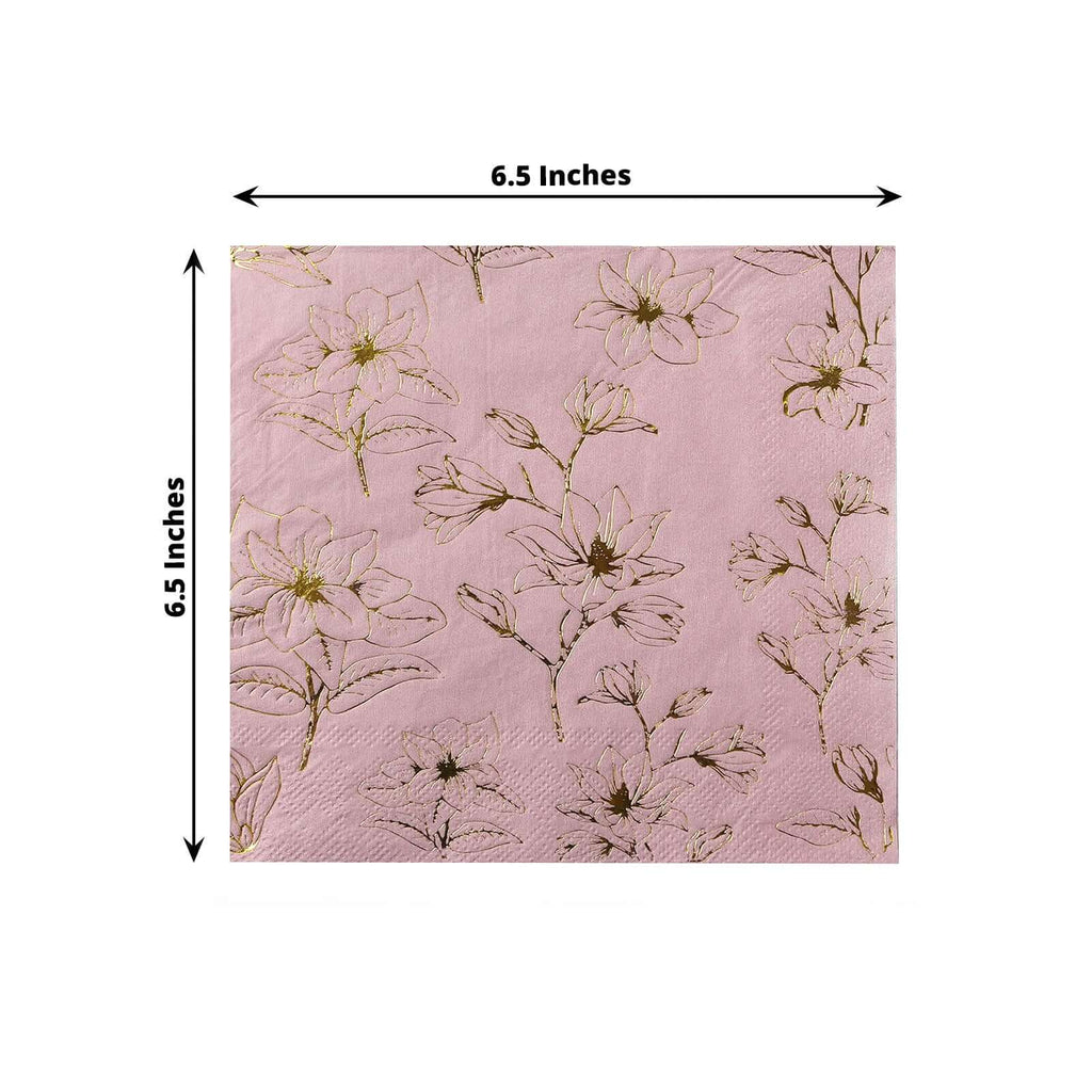 Magnolia Flowers Print Paper Cocktail Napkins 5"x5" Dusty Rose ...
