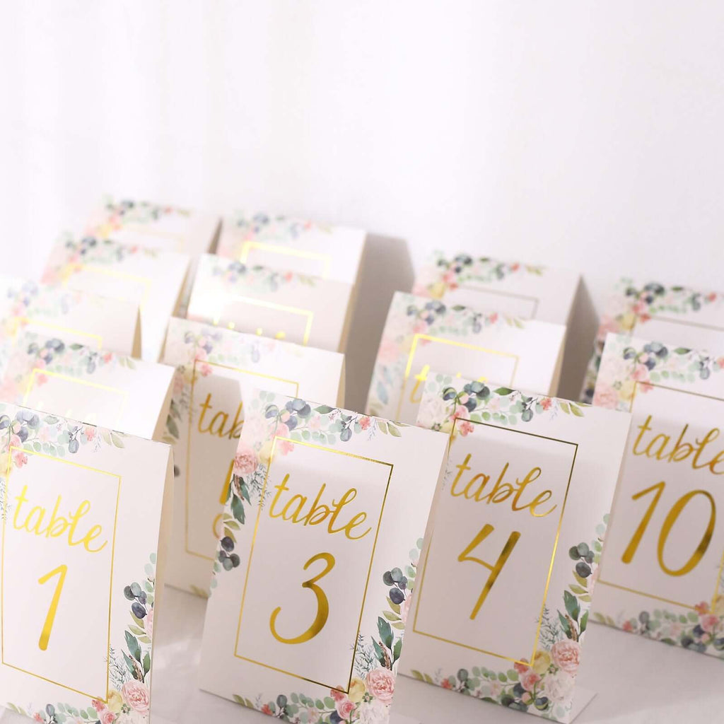 Wedding Table Numbers Peony Flower Design 7" | TableclothsFactory
