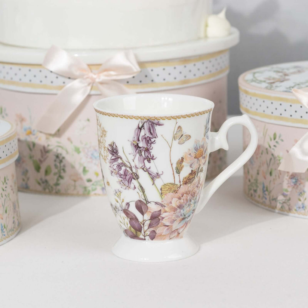 Blush Floral Porcelain Tea Cups Gift Set | TableclothsFactory
