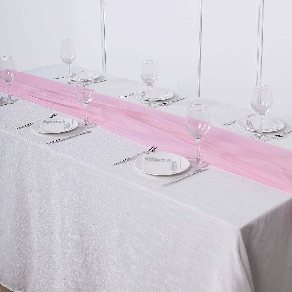 Premium Chiffon Runner 6ft Pink | TableclothsFactory