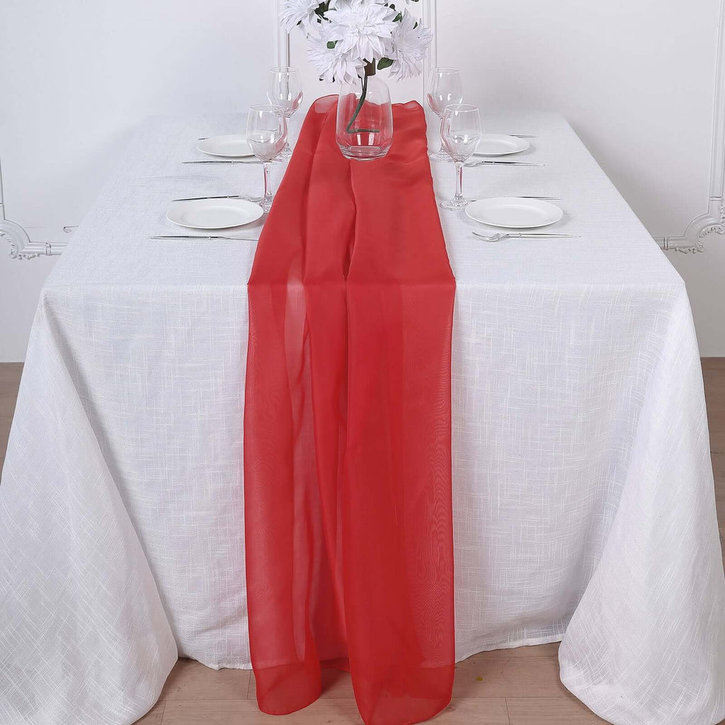 Premium Chiffon Runner 6ft Red | TableclothsFactory