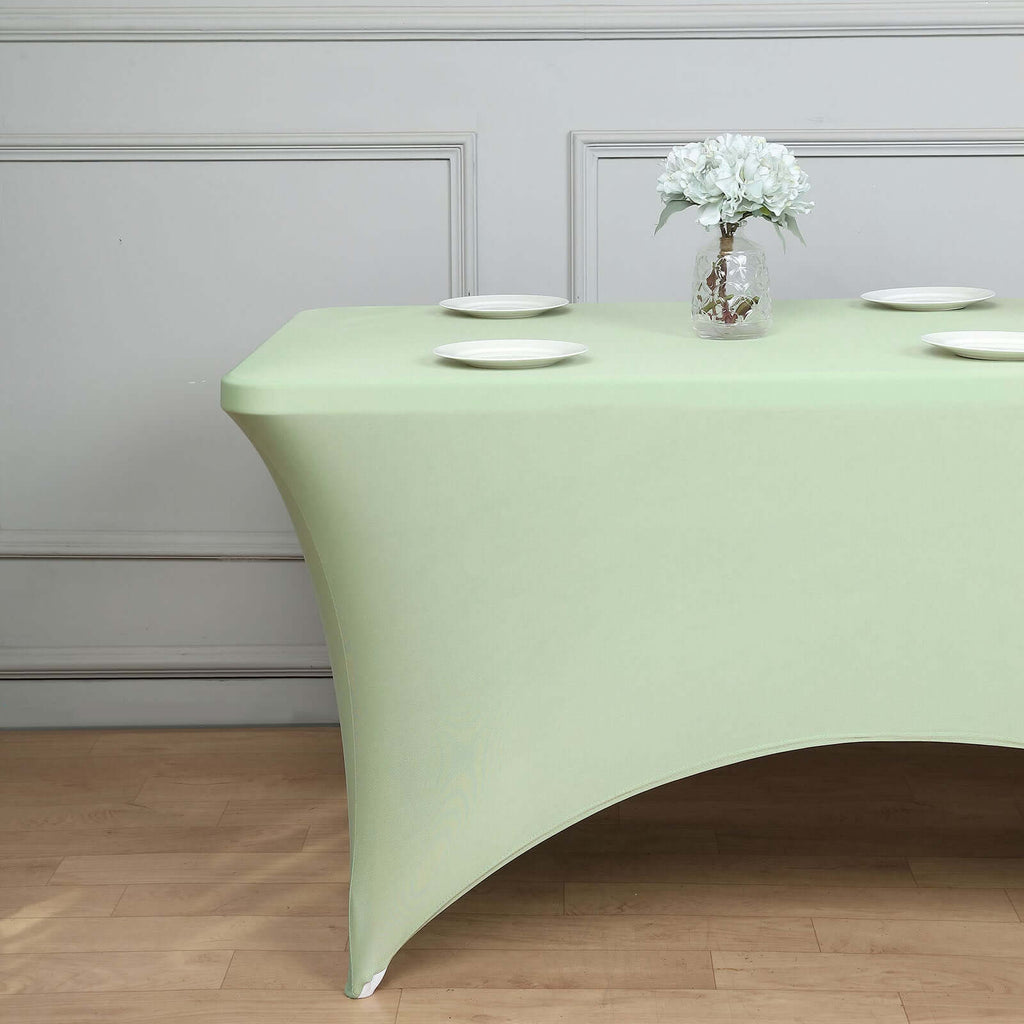 Spandex Rectangle Table Cover 96"x30" Sage Green | TableclothsFactory