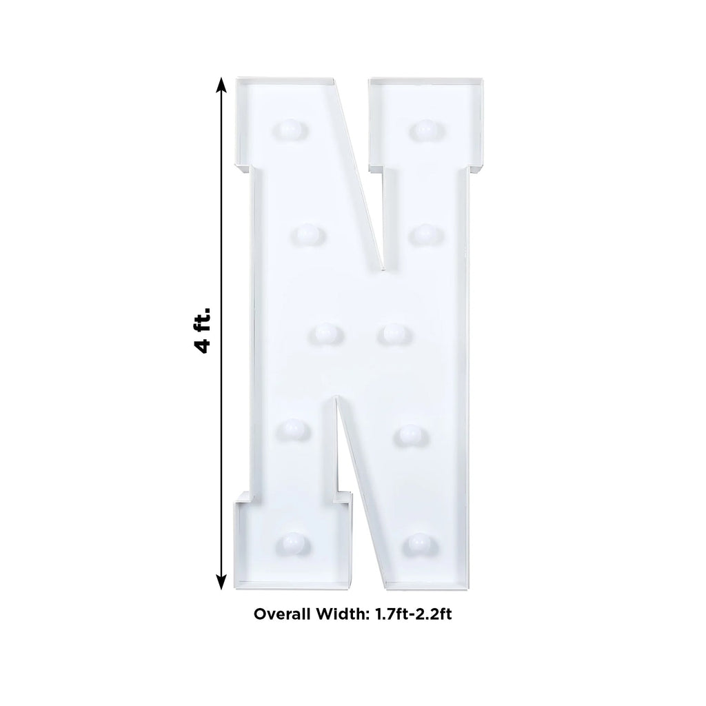 4ft White LED Marquee Letter "N" | TableclothsFactory