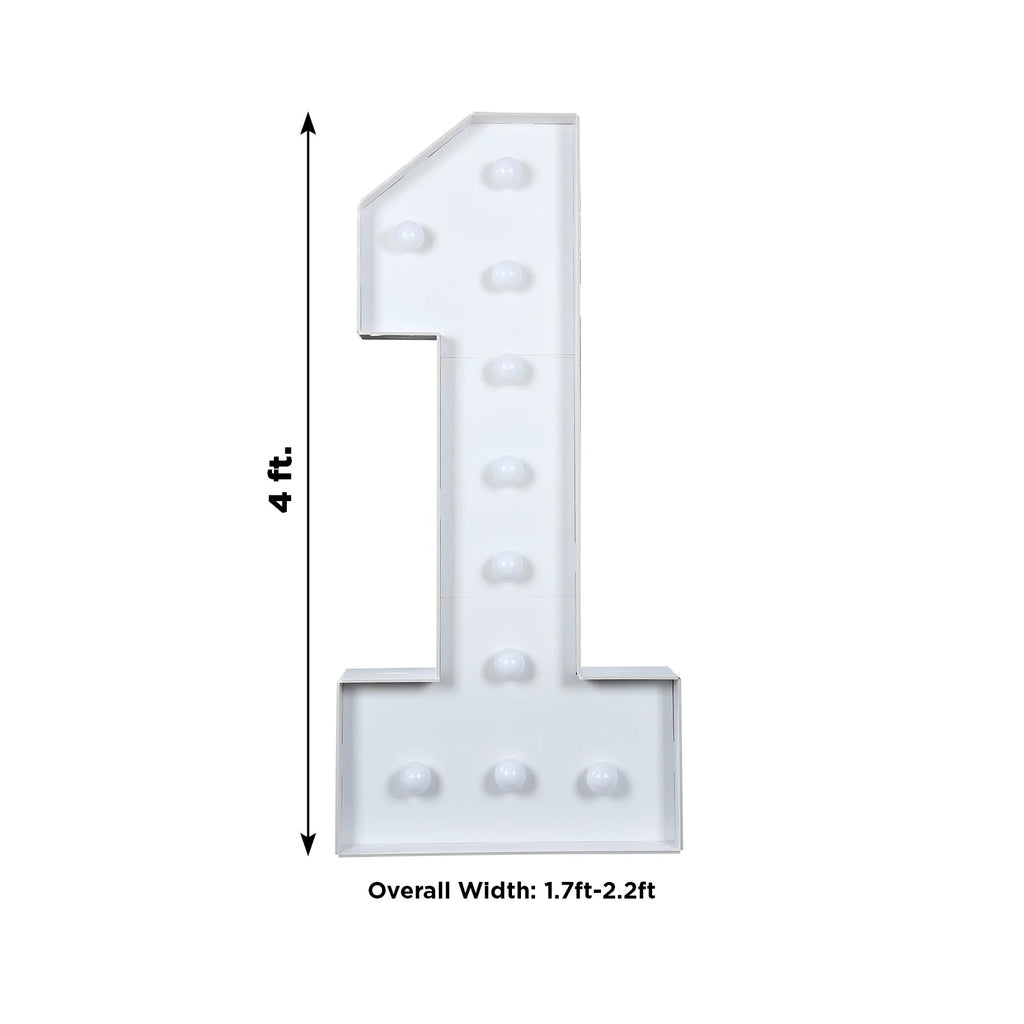 4ft White LED Marquee Number "1" | TableclothsFactory