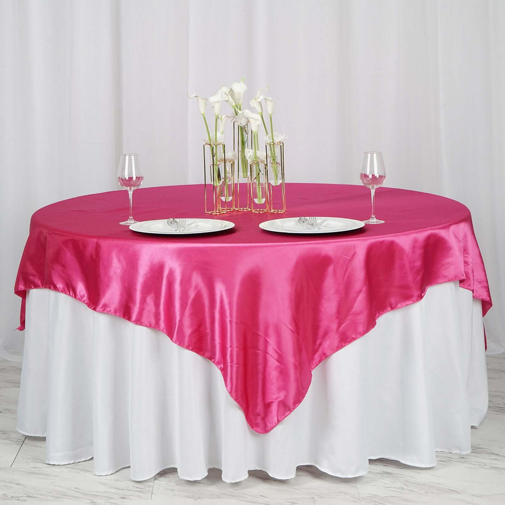 Satin Overlay 72"x72" Fuchsia | TableclothsFactory