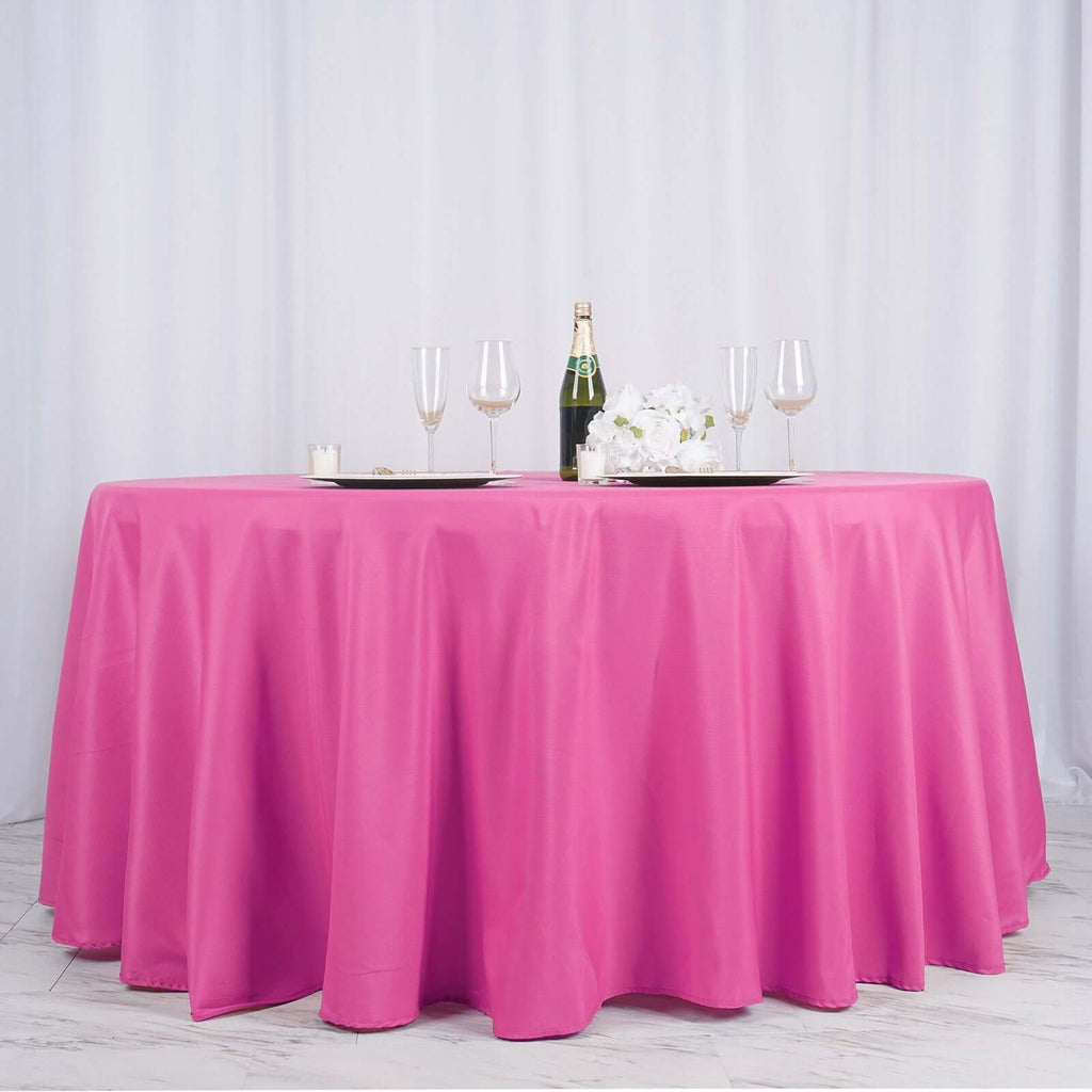 Polyester Tablecloth 132" Fuchsia | TableclothsFactory