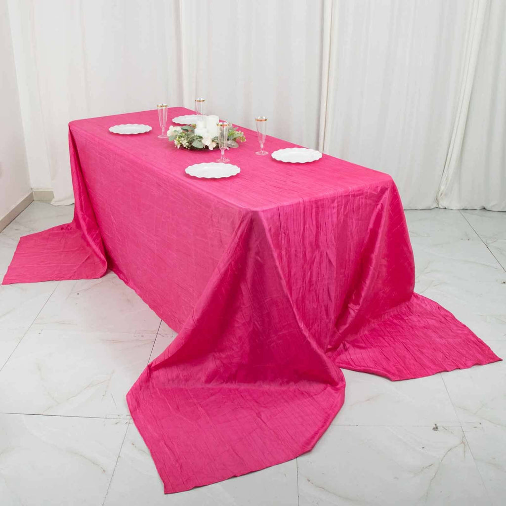 Accordion Crinkle Tablecloth 90"x156" Fuchsia | TableclothsFactory