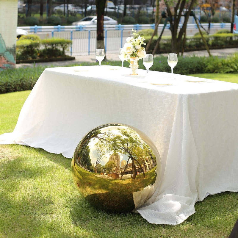 Globe Mirror Ball Stainless Steel Gold 16" | TableclothsFactory