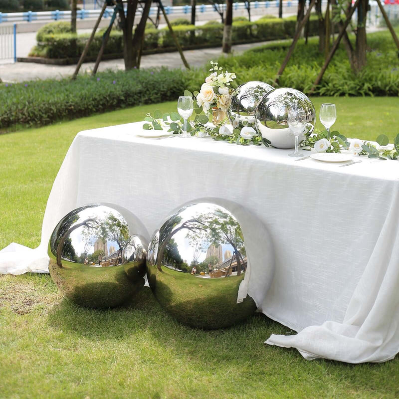 Globe Mirror Ball Stainless Steel Silver 22" | TableclothsFactory