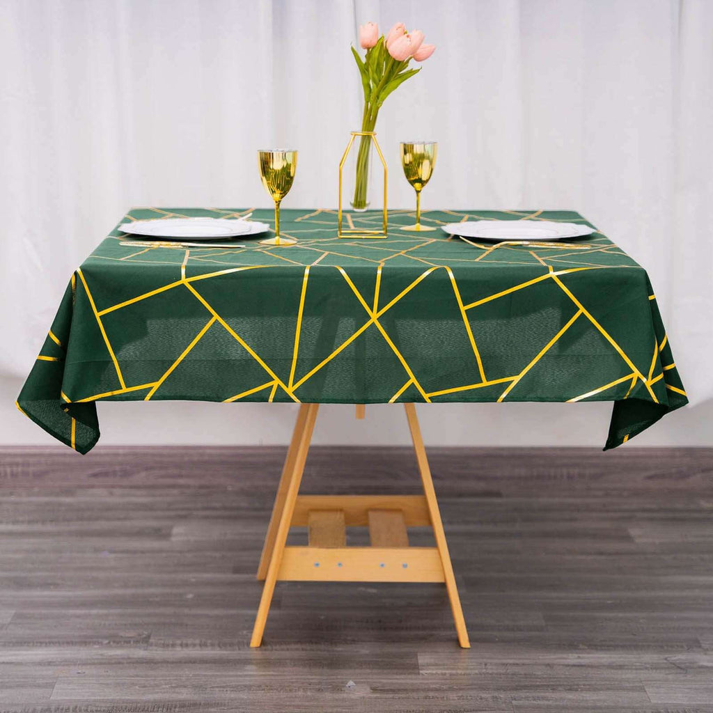 Geometric Polyester Tablecloth 54"x54" Emerald Green | TableclothsFactory