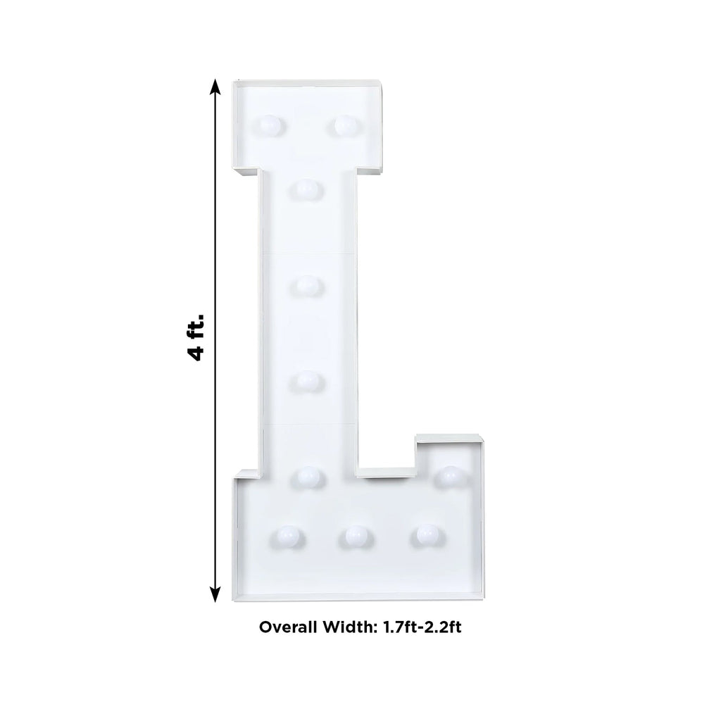 4ft White LED Marquee Letter "L" | TableclothsFactory