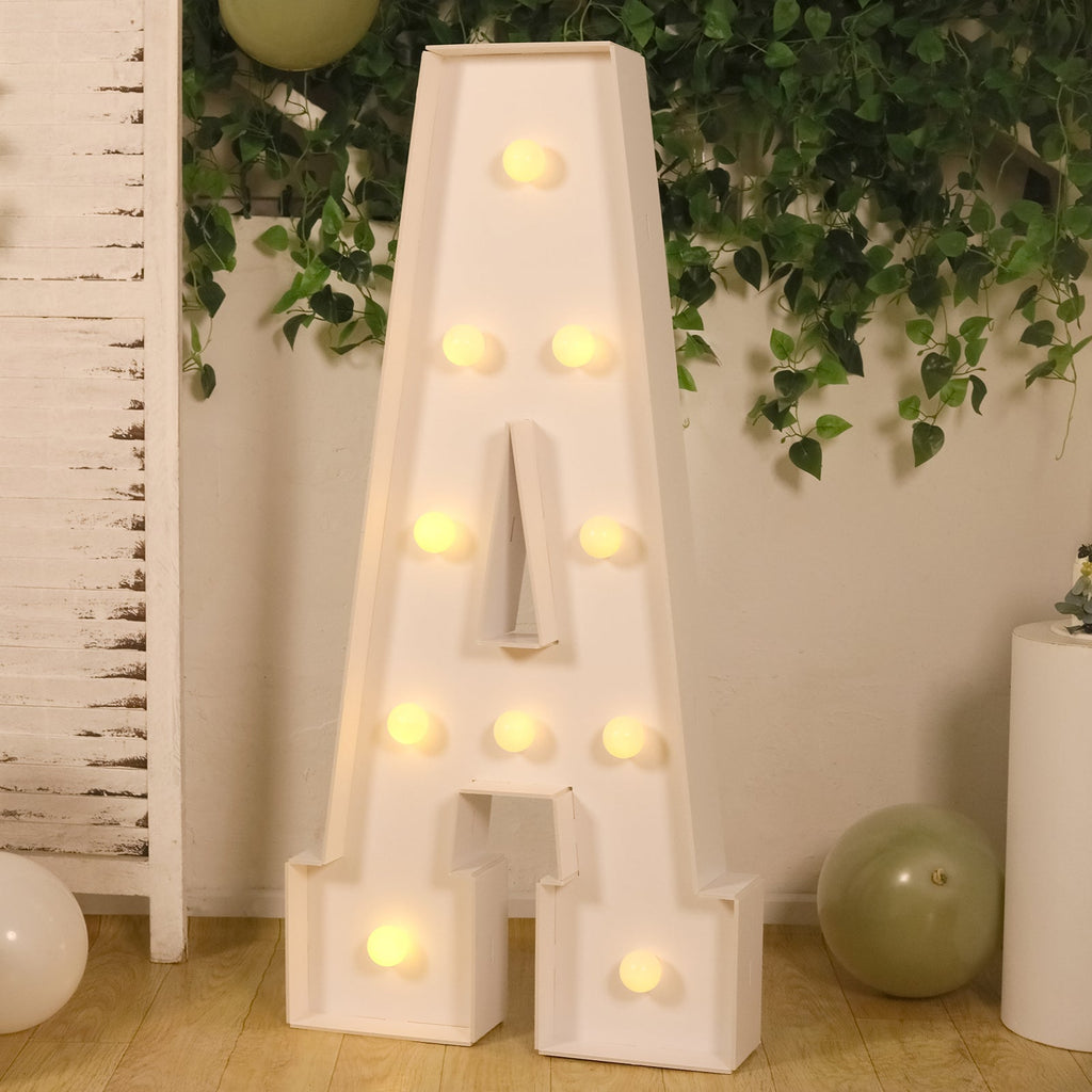 4ft White LED Marquee Letter "A" | TableclothsFactory