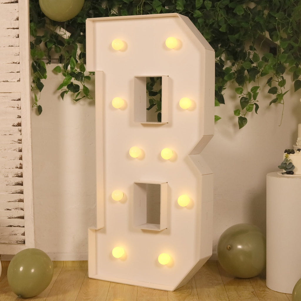 4ft White LED Marquee Letter "B" | TableclothsFactory