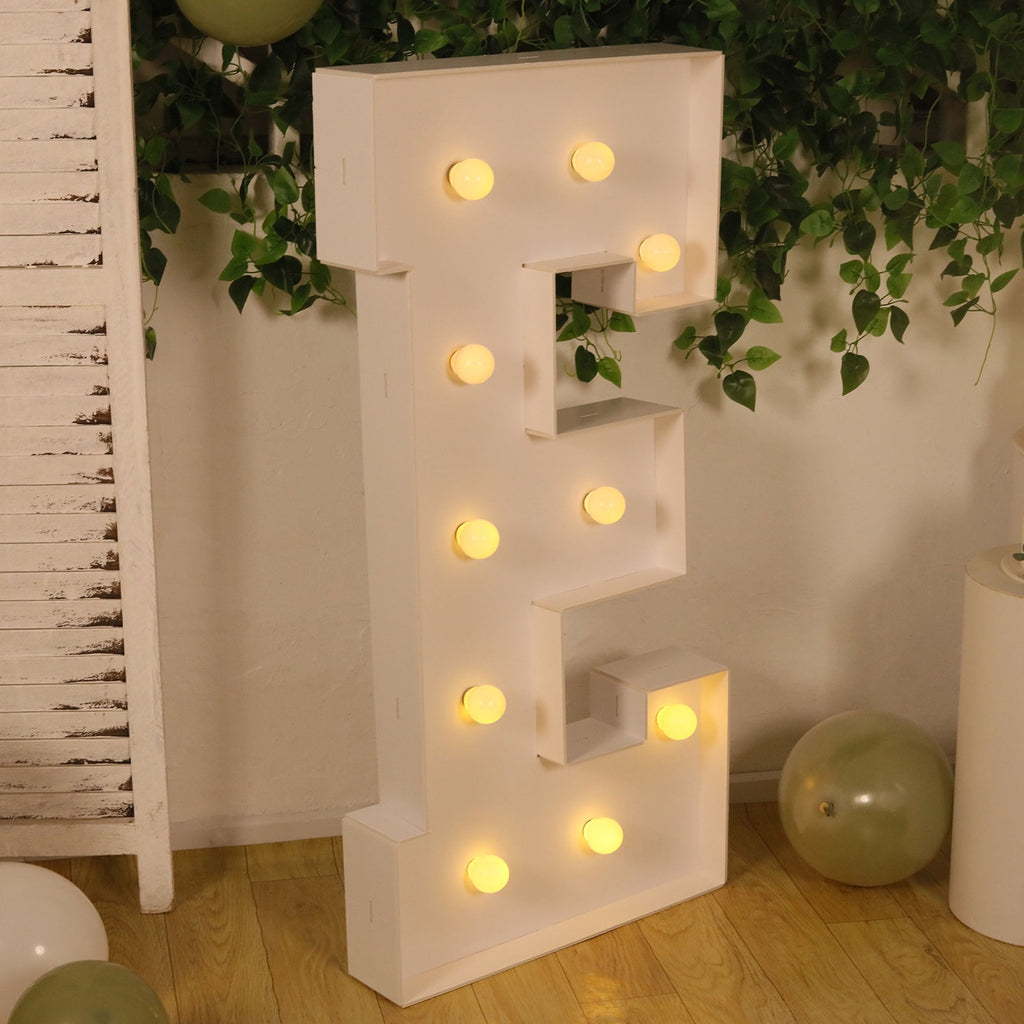 4ft White LED Marquee Letter "E" | TableclothsFactory