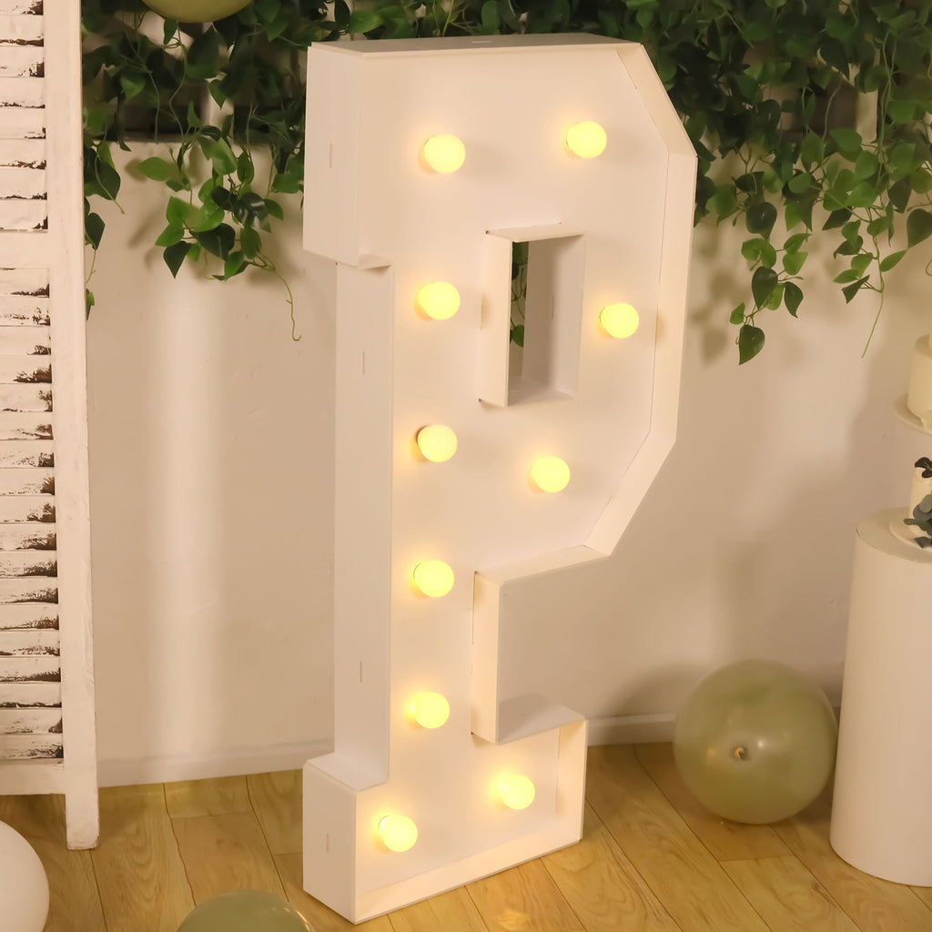 4ft White LED Marquee Letter "P" | TableclothsFactory