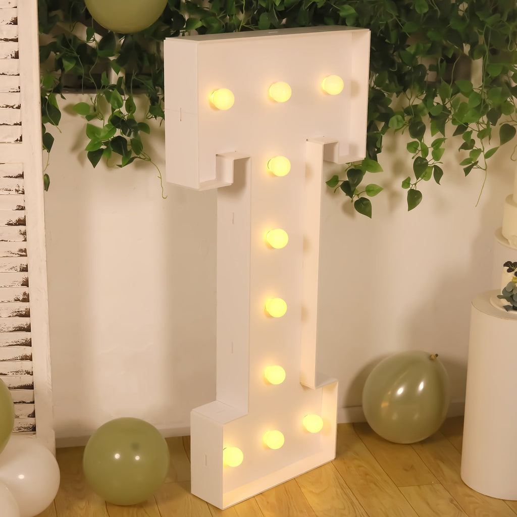 4ft White LED Marquee Letter "T" | TableclothsFactory