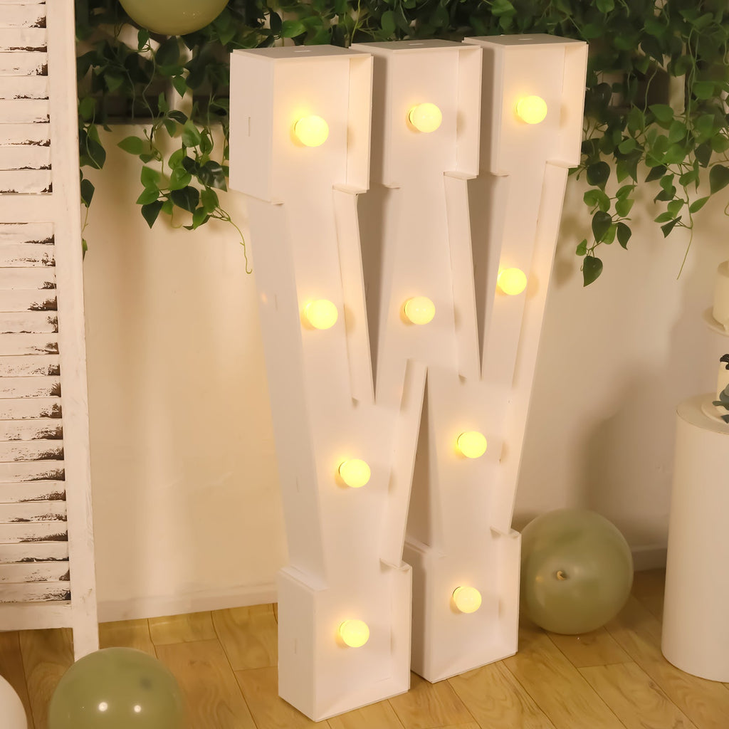 4ft White LED Marquee Letter "W" | TableclothsFactory