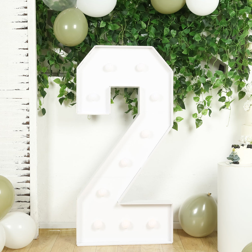 4ft White LED Marquee Number "2" | TableclothsFactory
