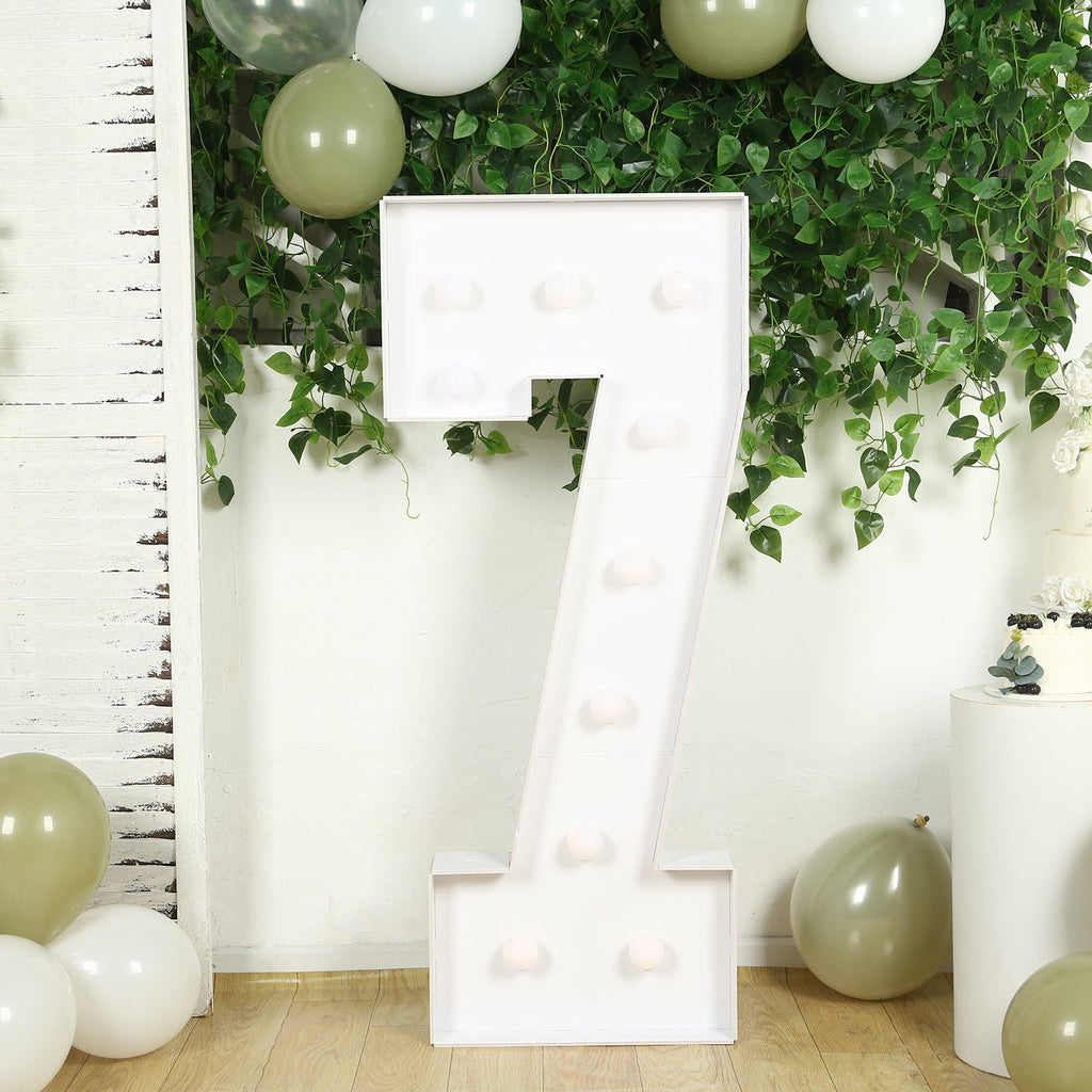 4ft White LED Marquee Number "7" | TableclothsFactory