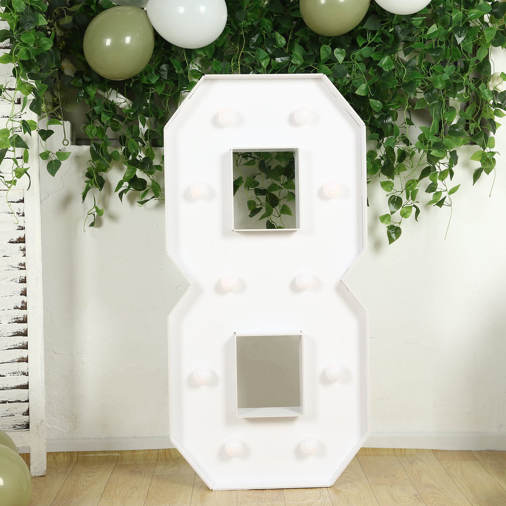 4ft White LED Marquee Number "8" | TableclothsFactory