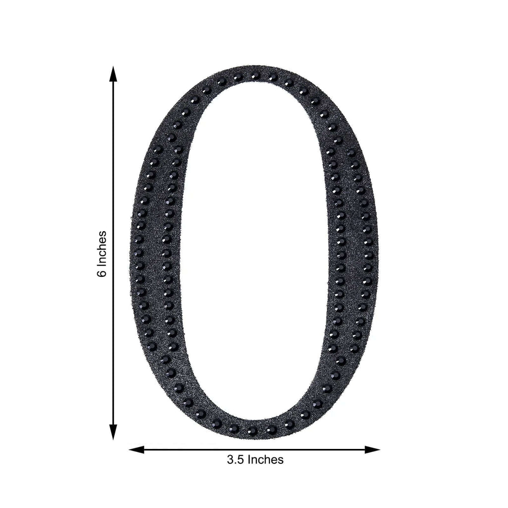 6" Rhinestone Sticker Numbers "0" Black | TableclothsFactory
